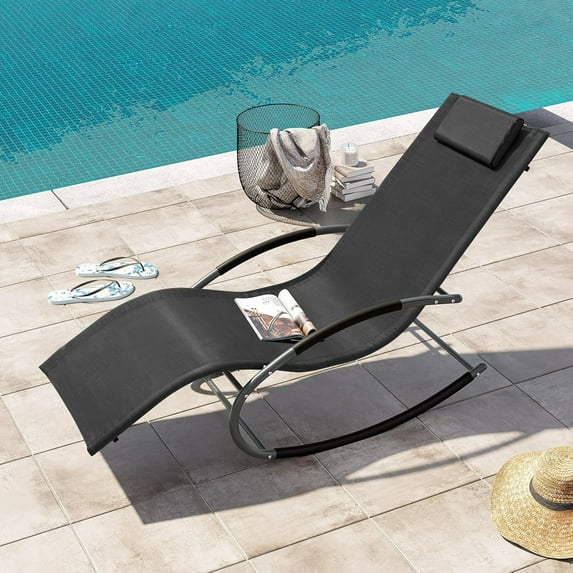 Crestlive Products Patio Rocking Chair Curved Rocker Chaise Lounge ...
