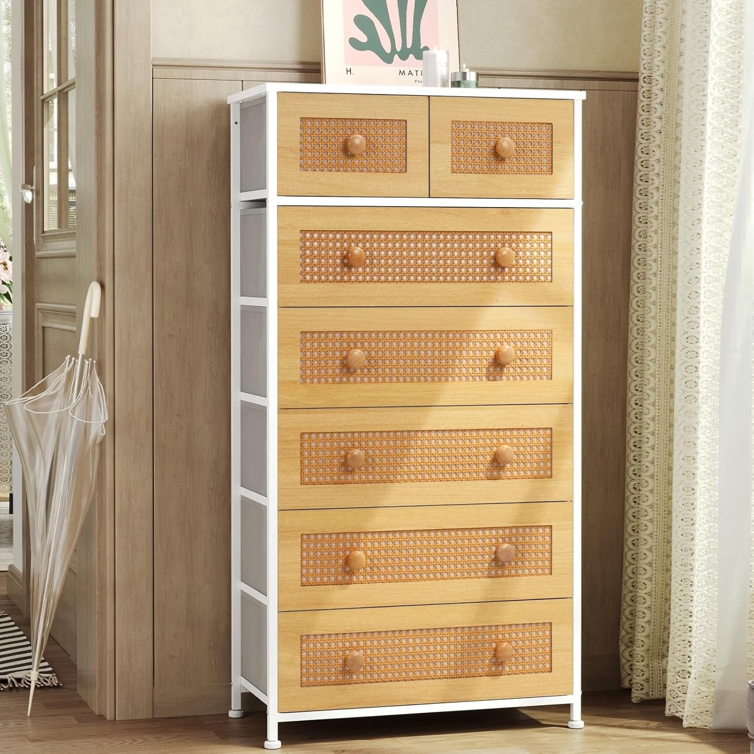 Crestlive Products Rattan Dresser Tall Storage Tower, Chests of Drawers ...