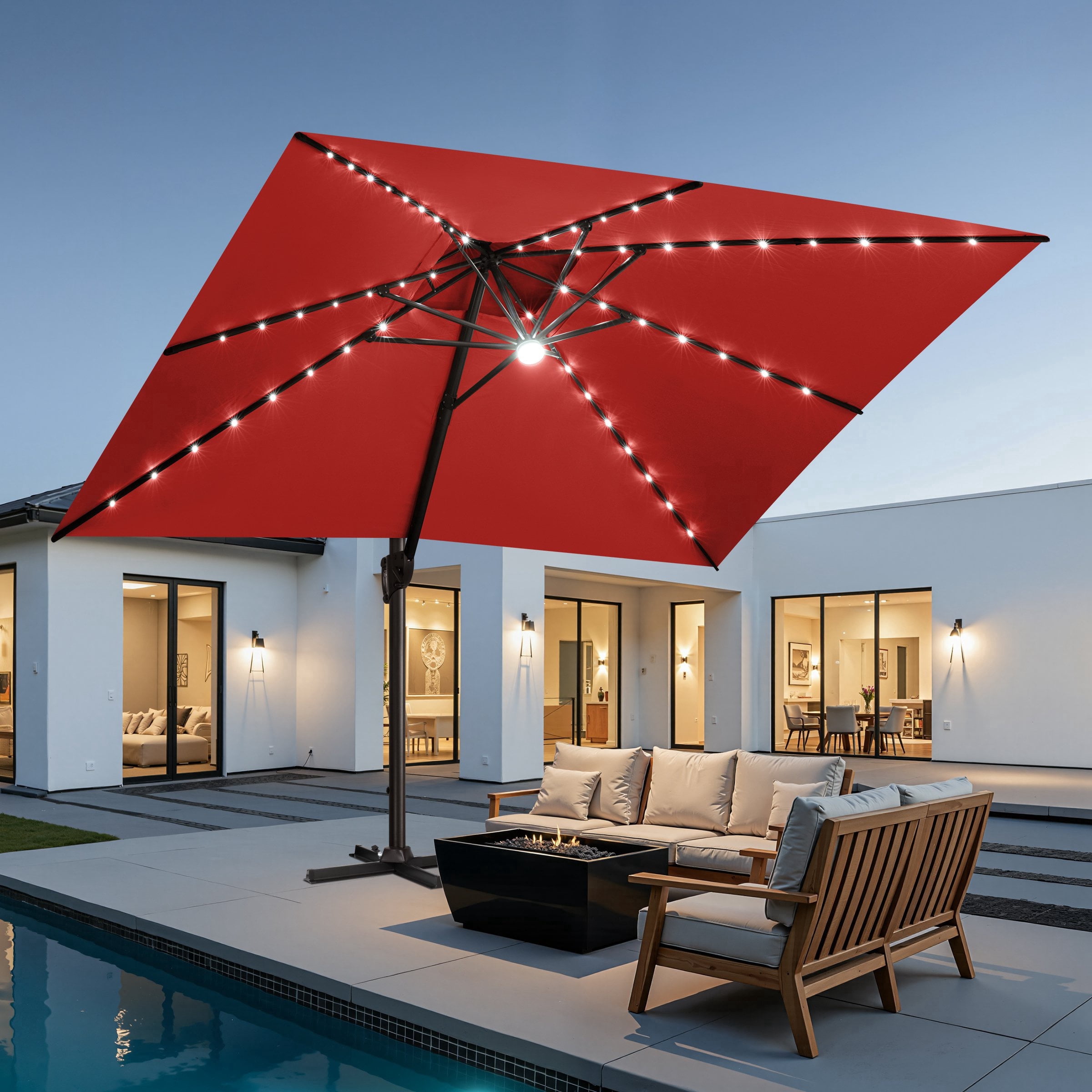 Crestlive Products Solar Light 10'x13' Cantilever Patio Umbrella ...