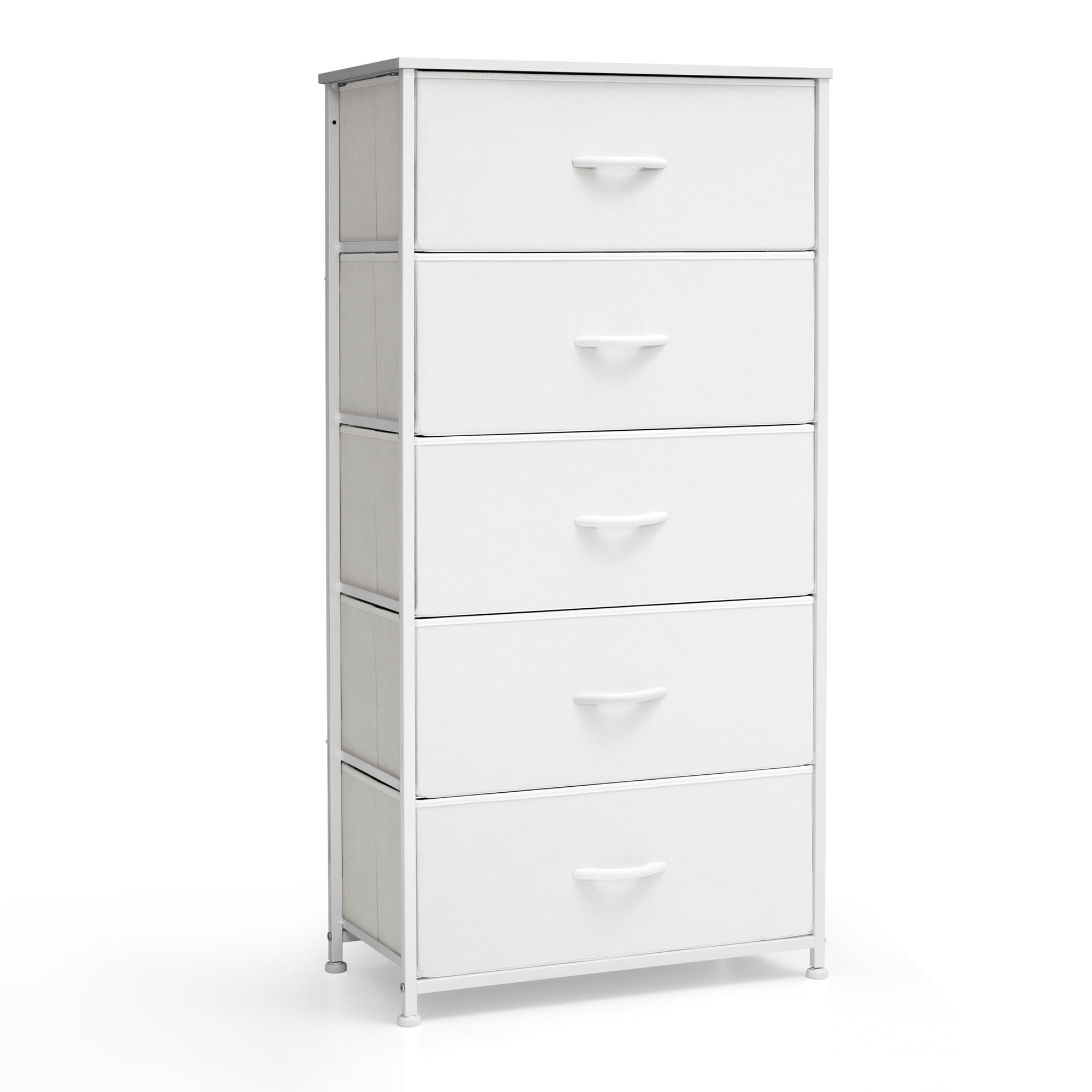 Crestlive Products White 5 Drawers Vertical Dresser Storage Tower Chest ...