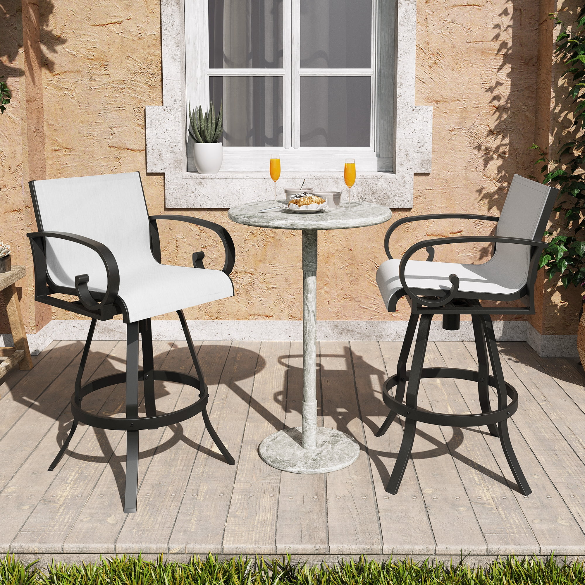 Crestlive Products White Outdoor Aluminum All-Weather Swivel Patio Bar ...