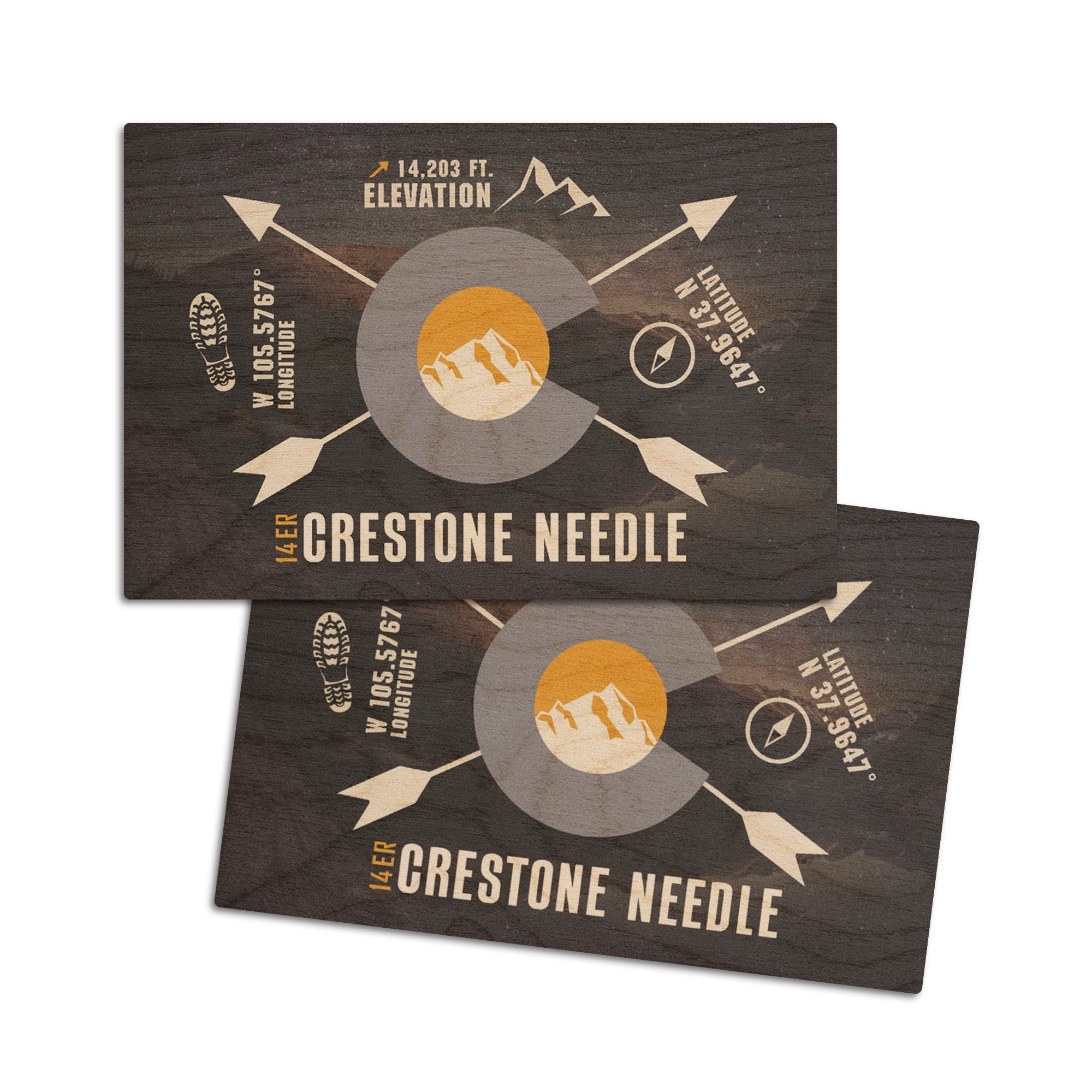 Crestone Needle, Colorado Infographic, The Fourteeners (4x6 Birch Wood ...