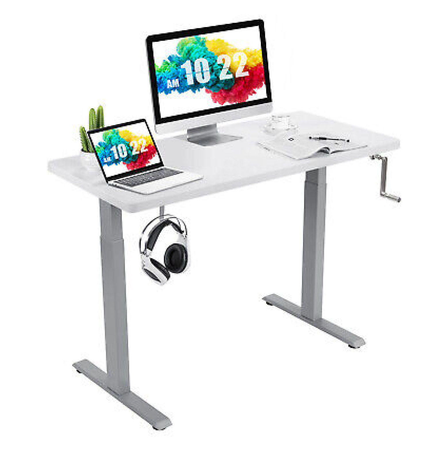 Crestora Adjustable Standing Workstation " Sit to Stand Desk w/ Crank ...