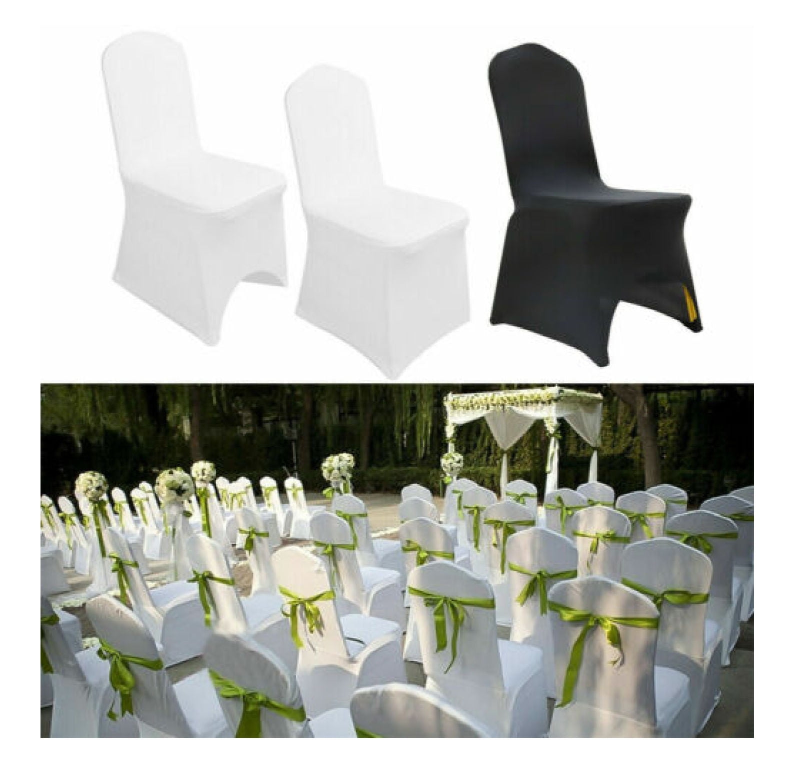 Crestora Durable ARCHED White Covers Spandex Lycra Chair Cover Banquet ...
