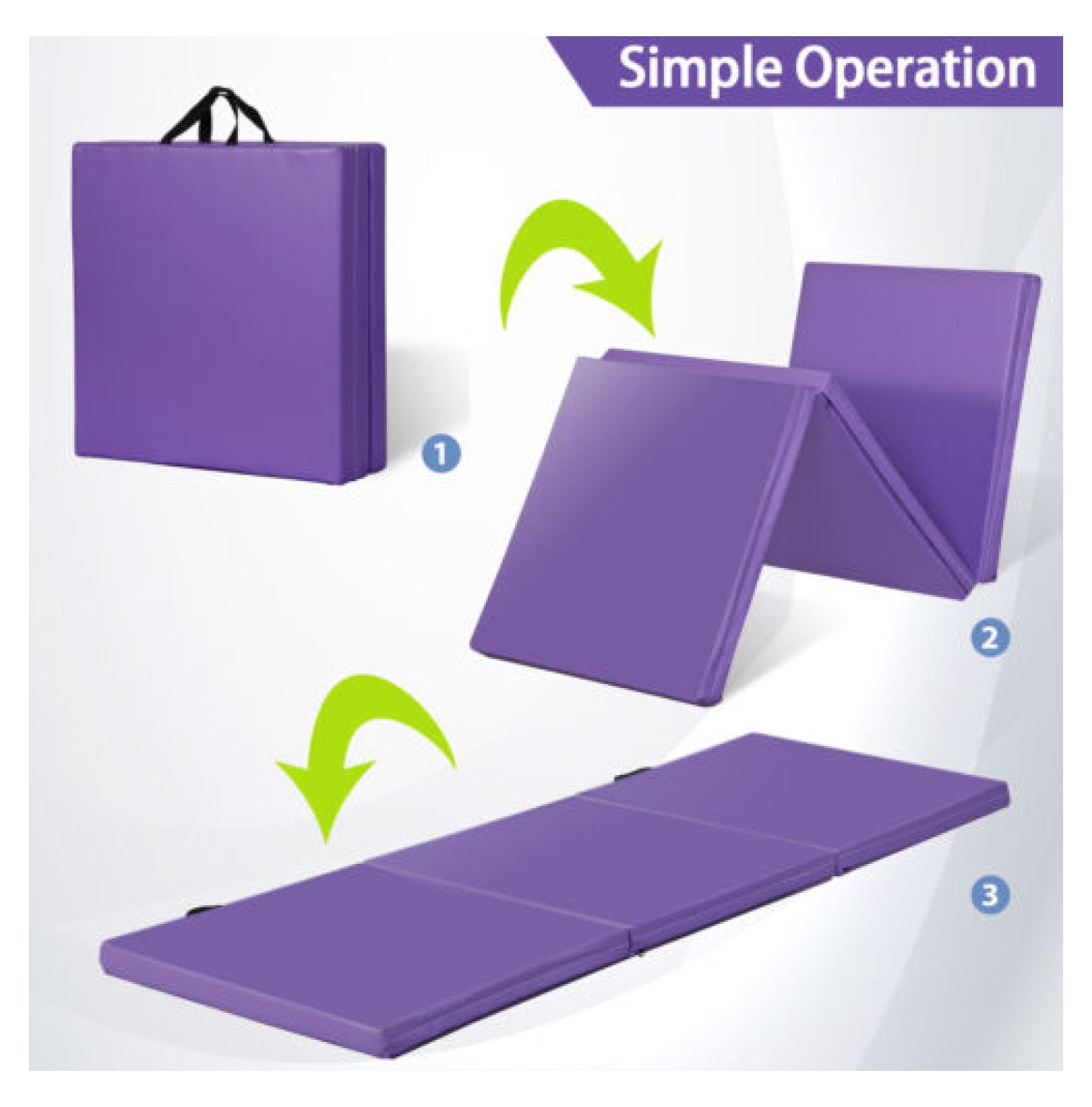 Crestora Heavy Duty Folding Mat Thick Foam Fitness Exercise Gymnastics ...