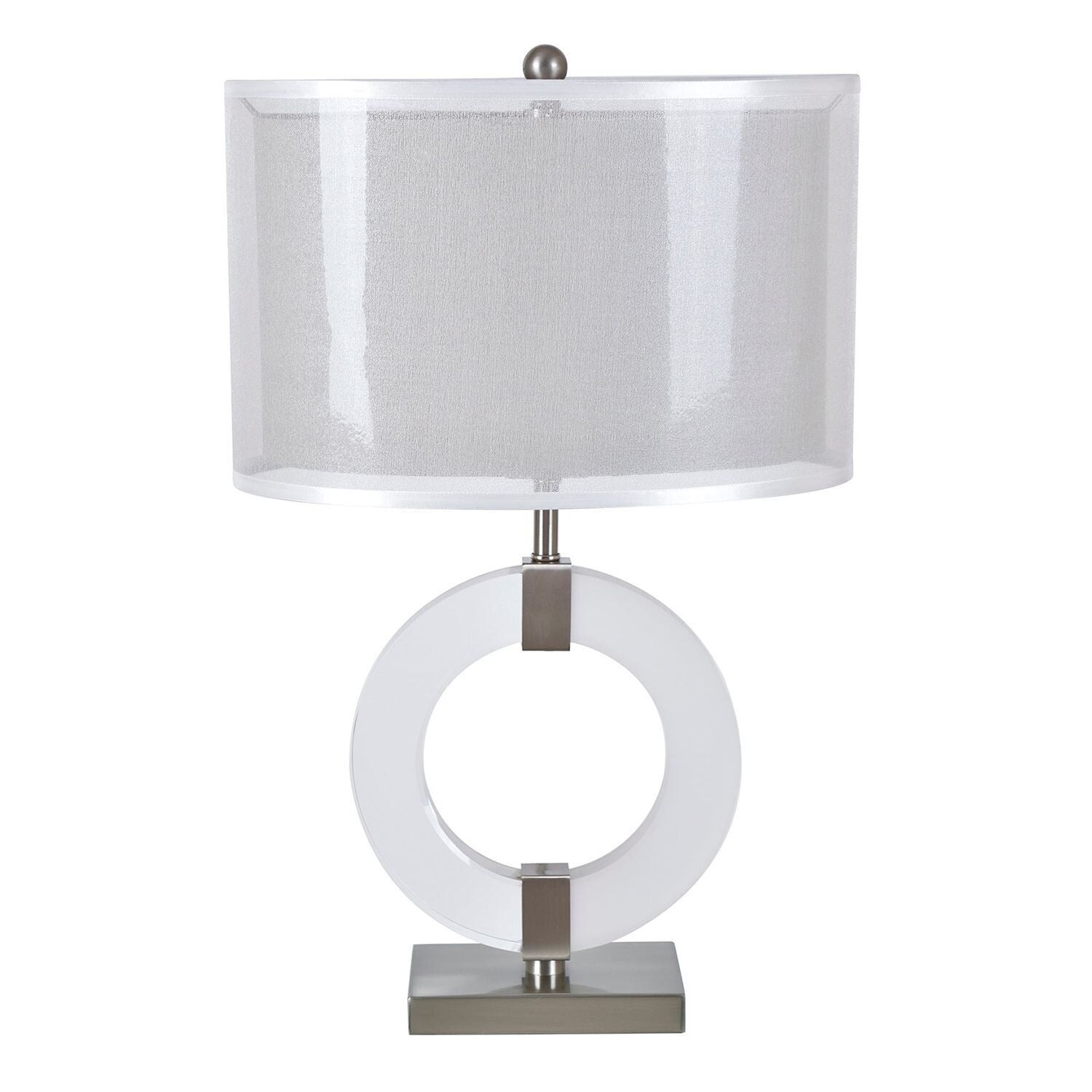 Crestview Collection Astrid 3-Way Metal Table Lamp with Gray Linen ...