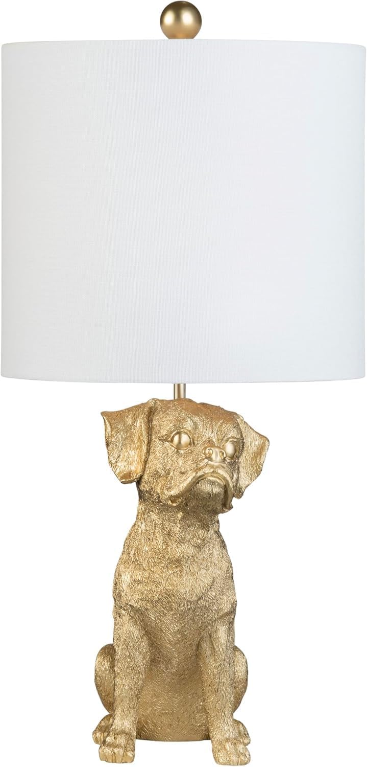 Crestview Collection Doodle Dog Resin Table Lamp w/White Linen Shade ...
