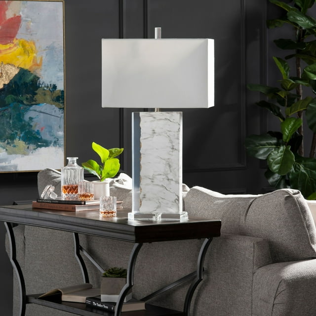 Crestview Collection Enzo 3-Way Resin Table Lamp with White Linen Shade ...