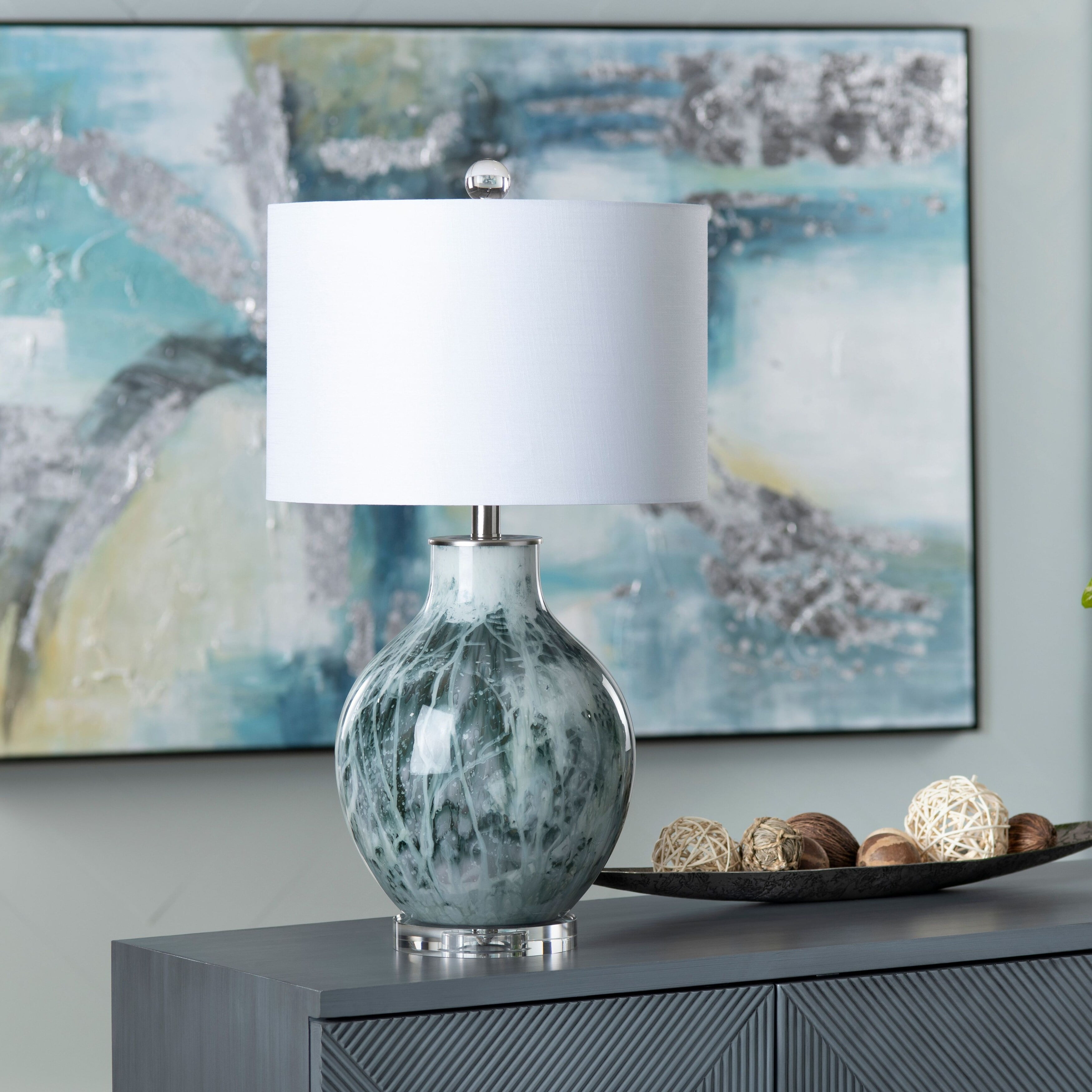 Crestview Collection Gwen Glass & Crystal 27" Table Lamp - 15"x15"x27 ...