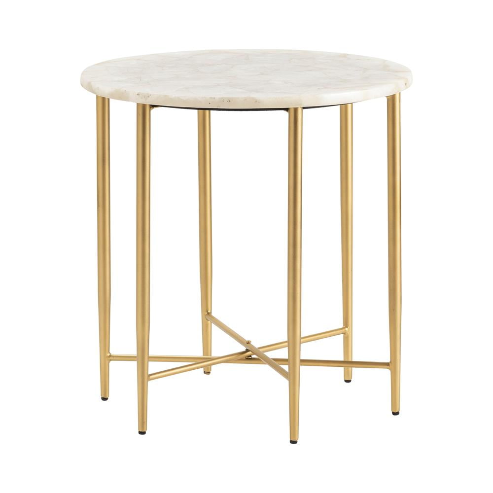 Crestview Collection Katherine Round Accent Table in Gold Metal Frame ...