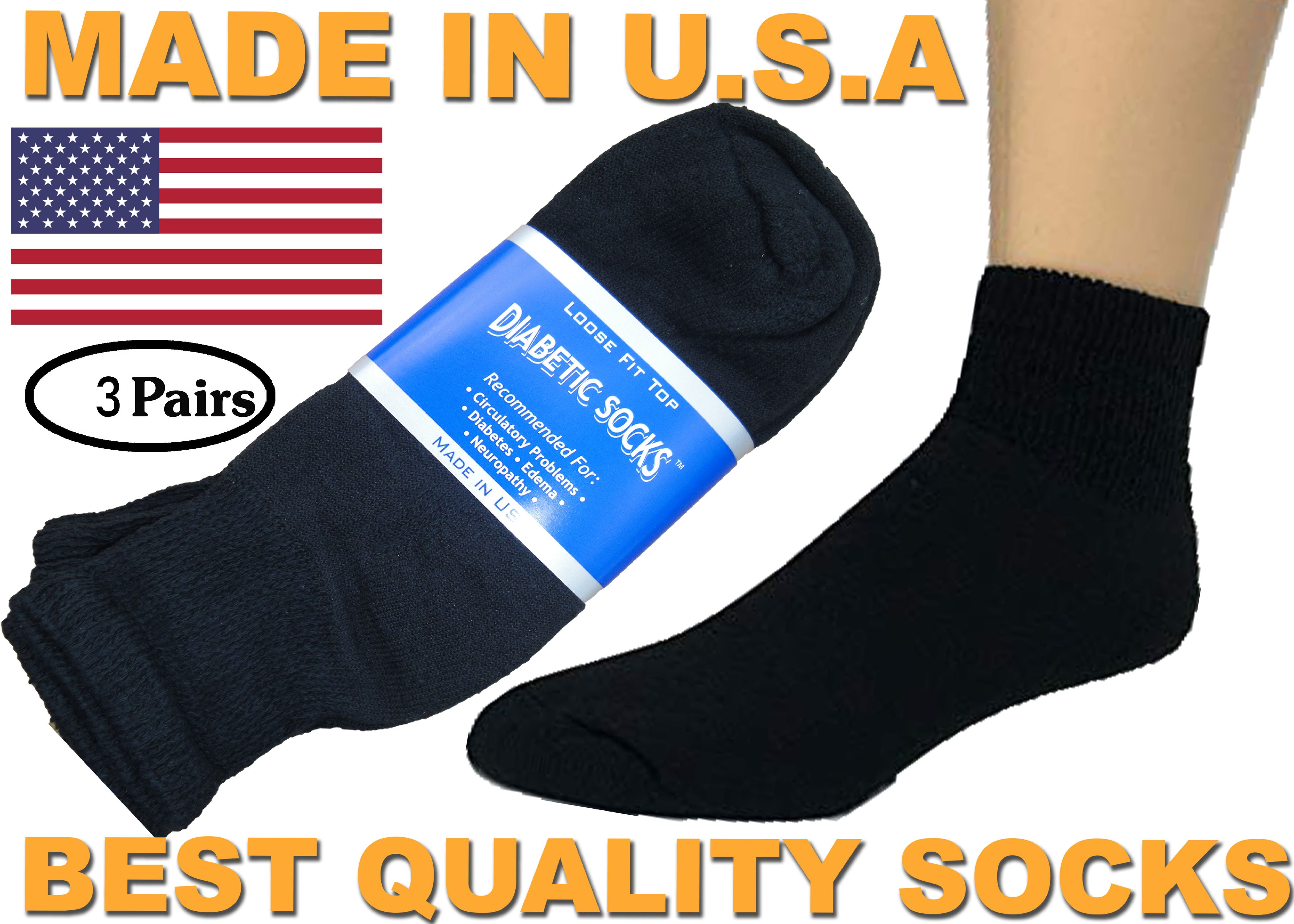 Creswell King Size 13-15, 3 Pairs of Men's Diabetic Black Ankle Socks ...