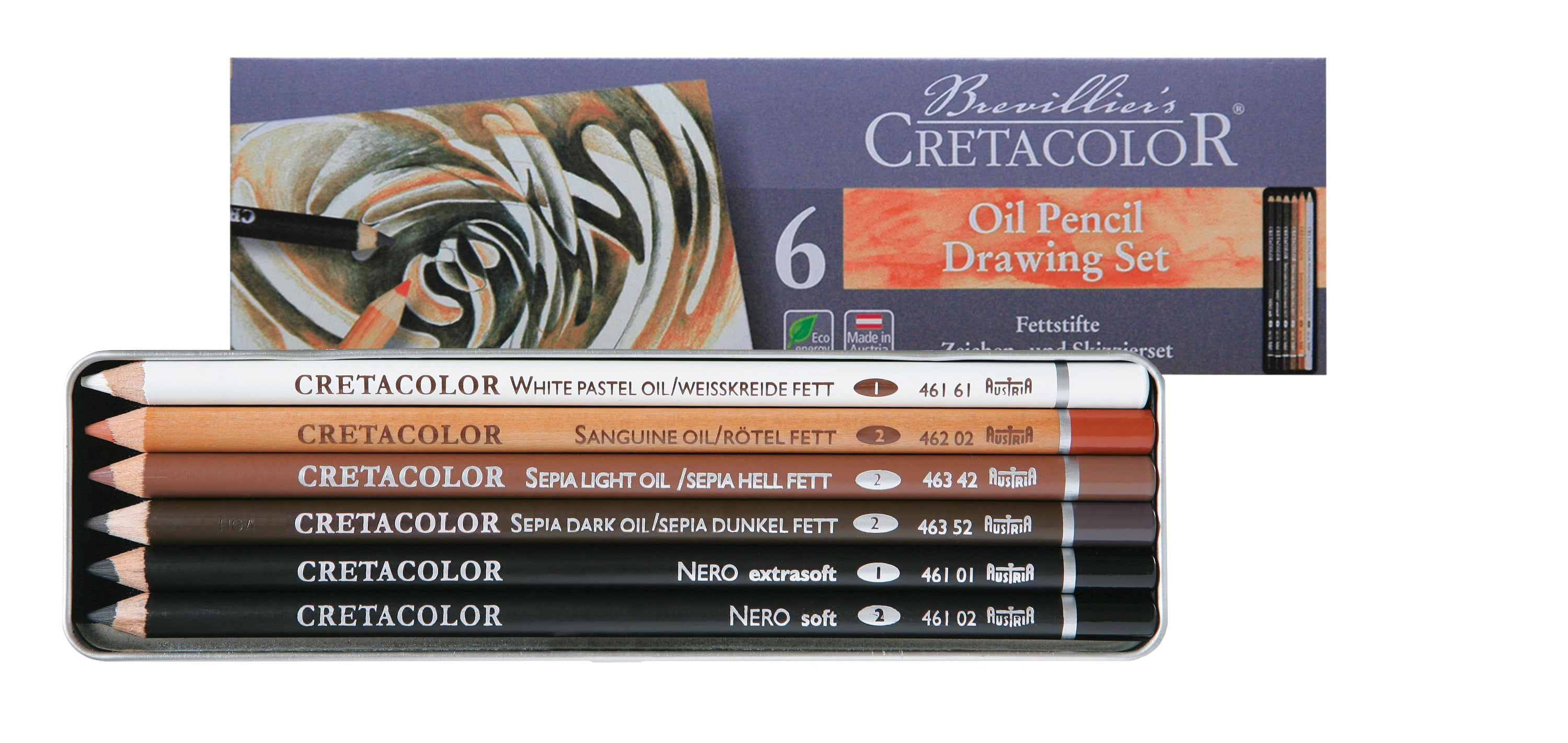Cretacolor Oil Pencil Drawing Set of 6, Oil Pencil Tin box Set of 6 ...