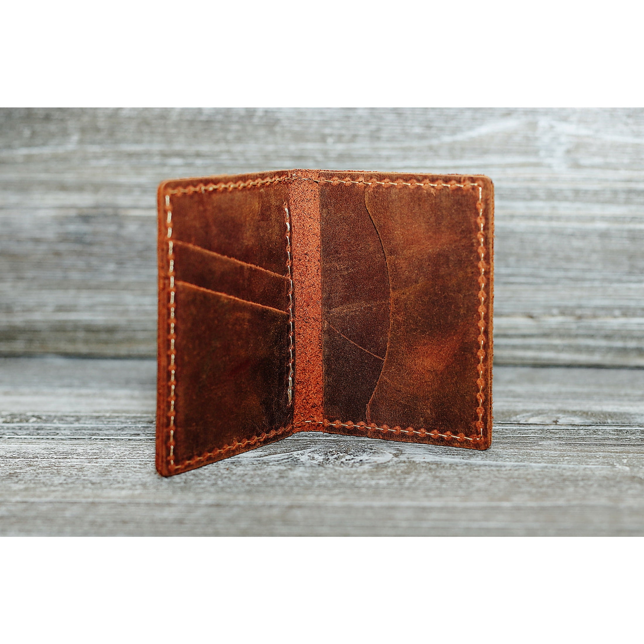 Crete Artisan Design Hand Made Leather Bifold Wallet Rustic Brown ...