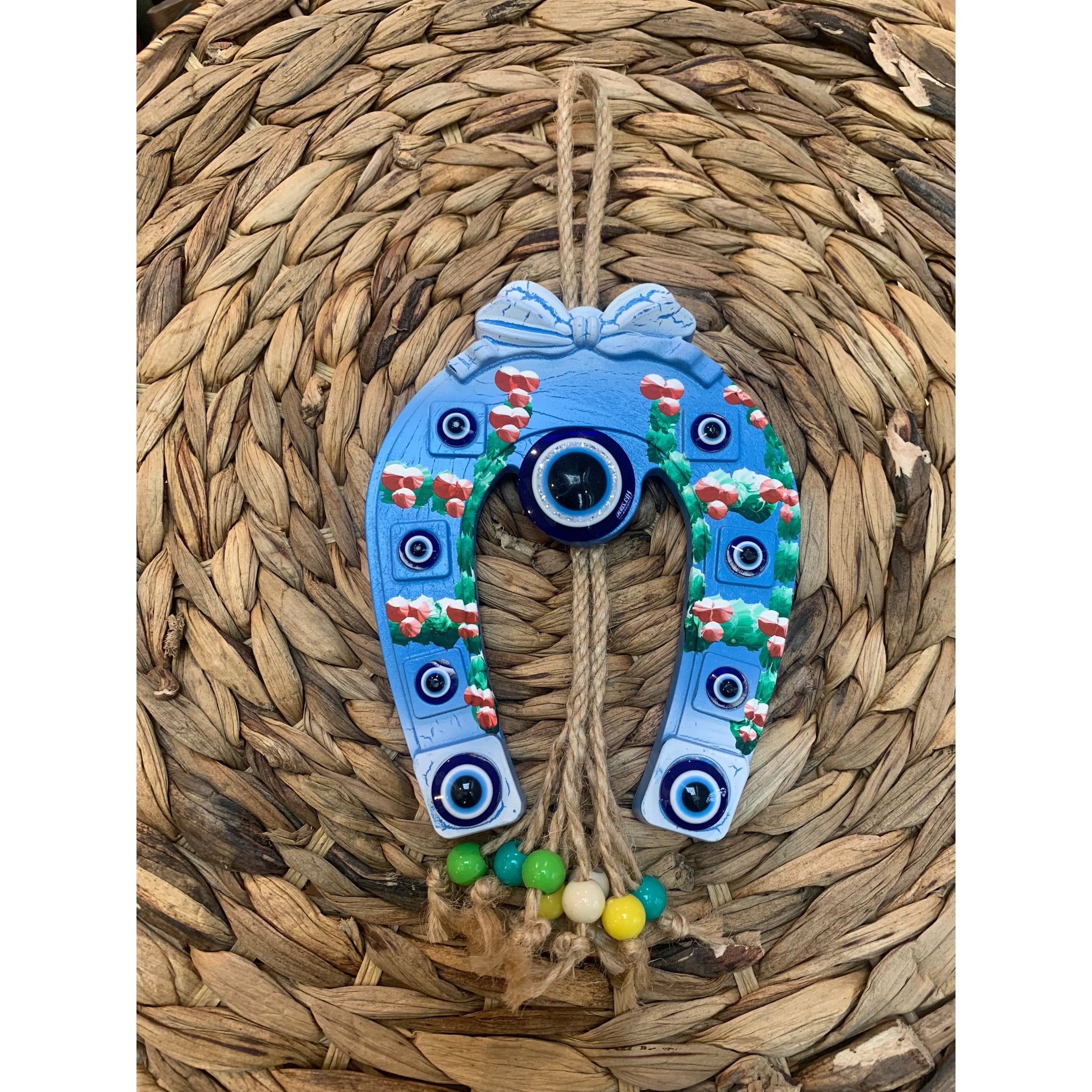 Crete Artisan Design Handmade Evil Eye Wall Decorations Blue Horseshoe ...