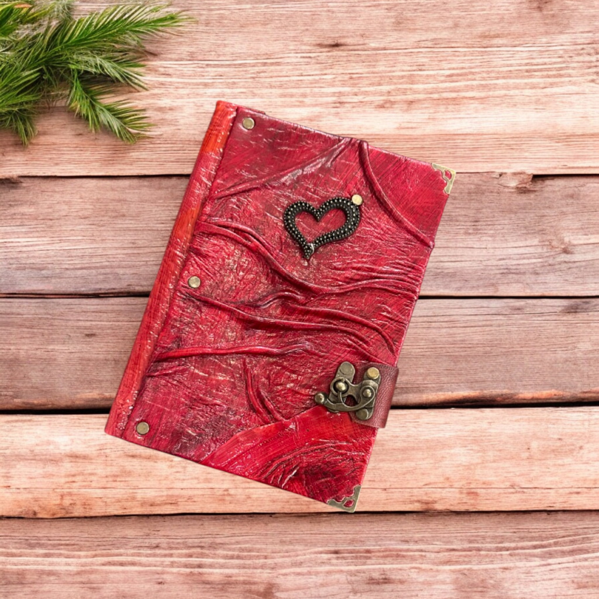 Crete Artisan Handmade Leather Journal Belt Strap Heart - Large ...