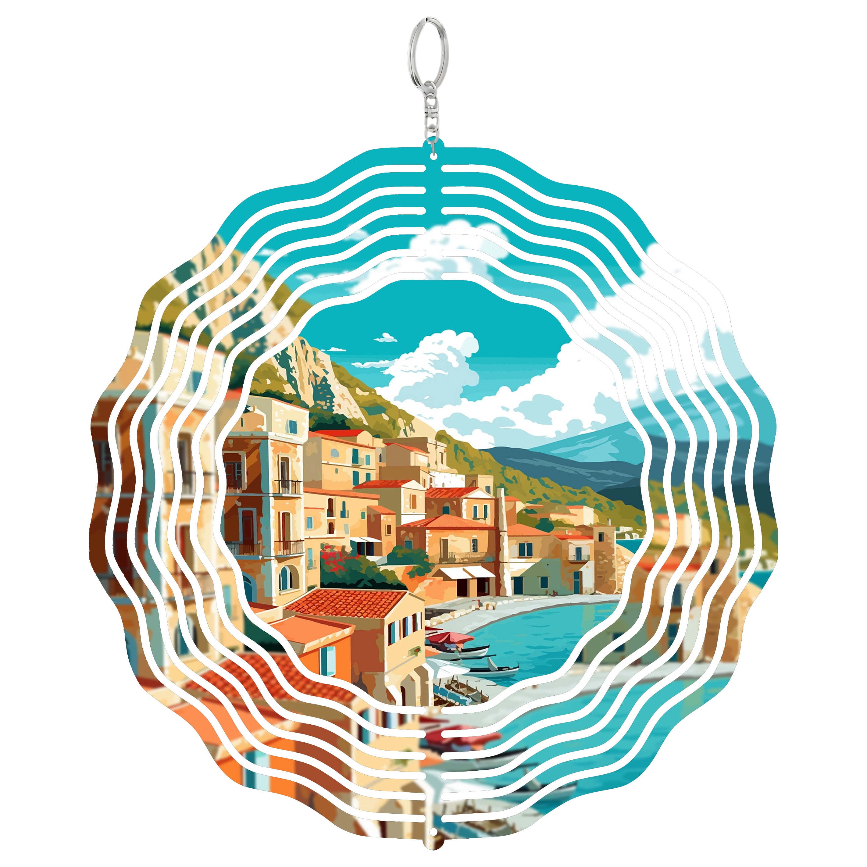 Crete Greece Island Scenery 3D Wind Spinner Stainless Steel Yard Decor ...