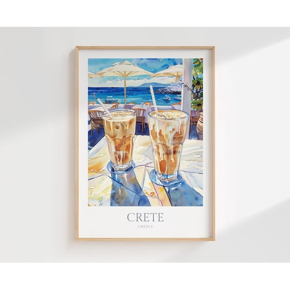 Crete Greece Wall Art Home Decor Poster Frappe Poster, Unframed Size ...