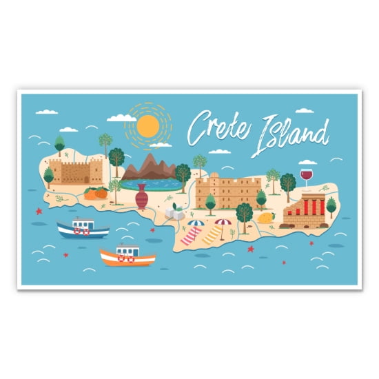 Crete Island - 5" Vinyl Sticker - For Car Laptop I-Pad - Waterproof ...