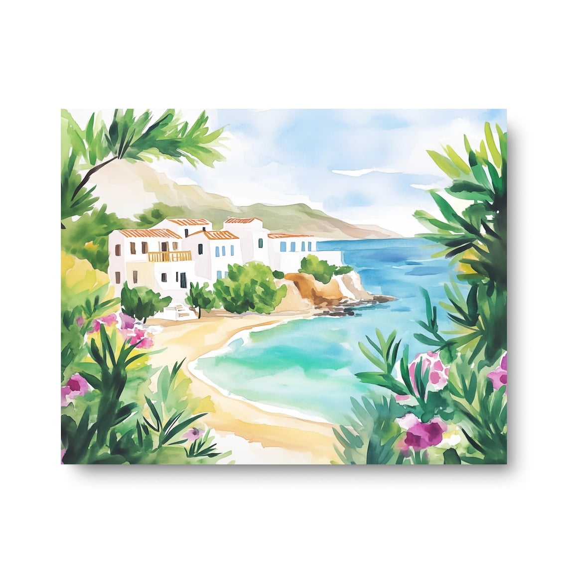 Crete Print, Greek Island Coastal Village Wall Art, Aegean Sea Poster ...