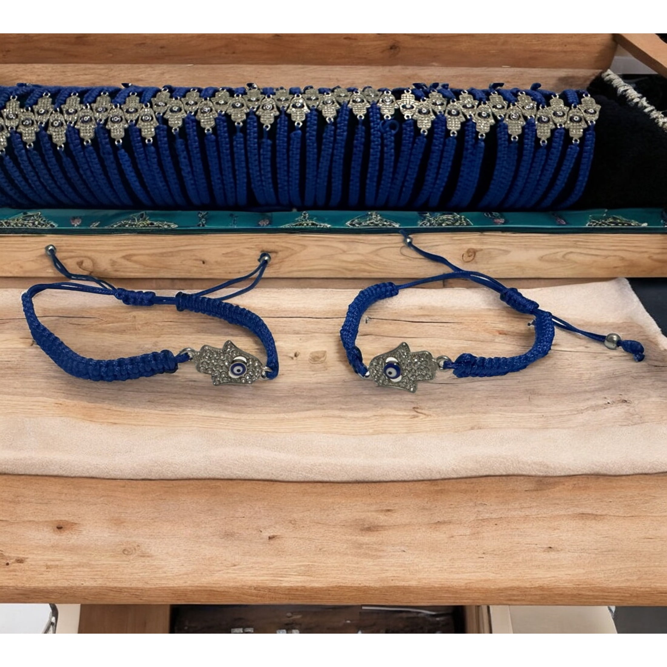 Crete Trading Inc Adjustable Evil Eye Threaded Bracelets Hamsa Blue ...