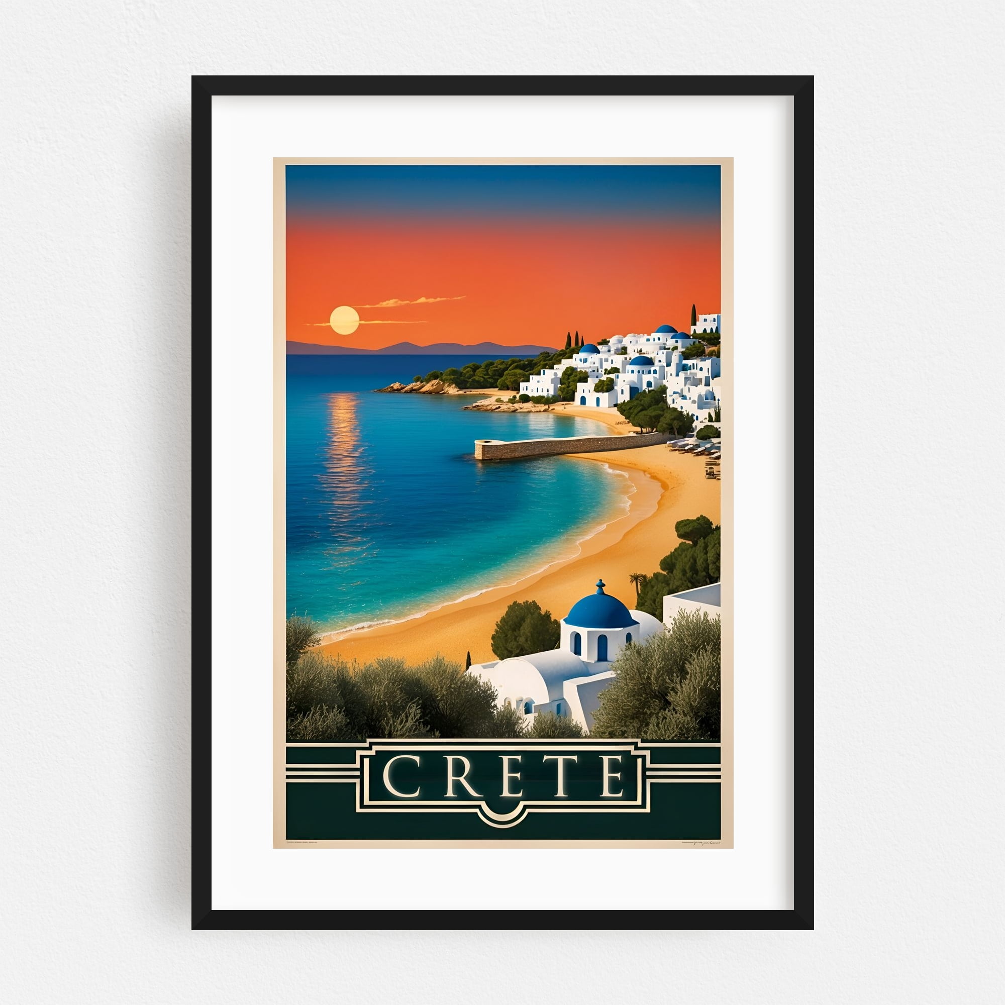 Crete Travel Poster: Vintage Greek Island Artwork - Greece Illustration ...