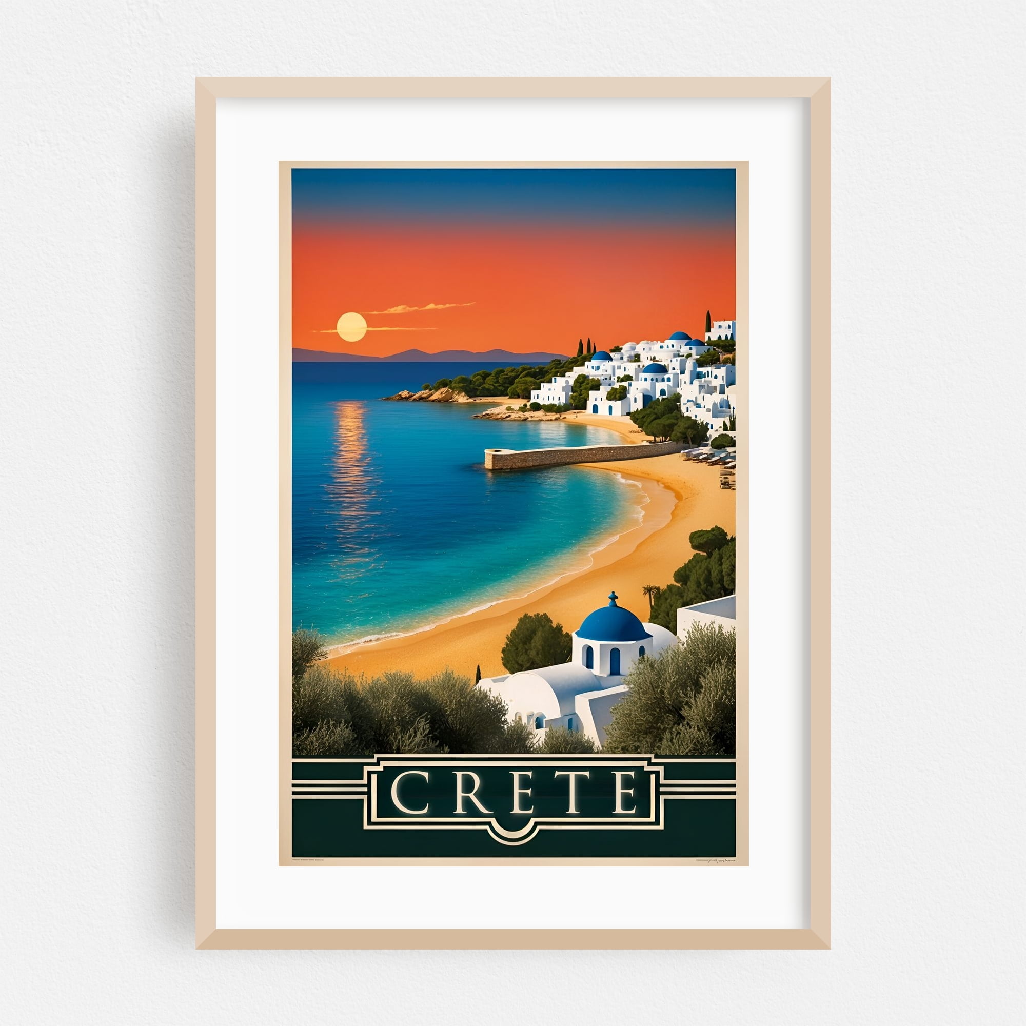 Crete Travel Poster: Vintage Greek Island Artwork - Greece Illustration ...