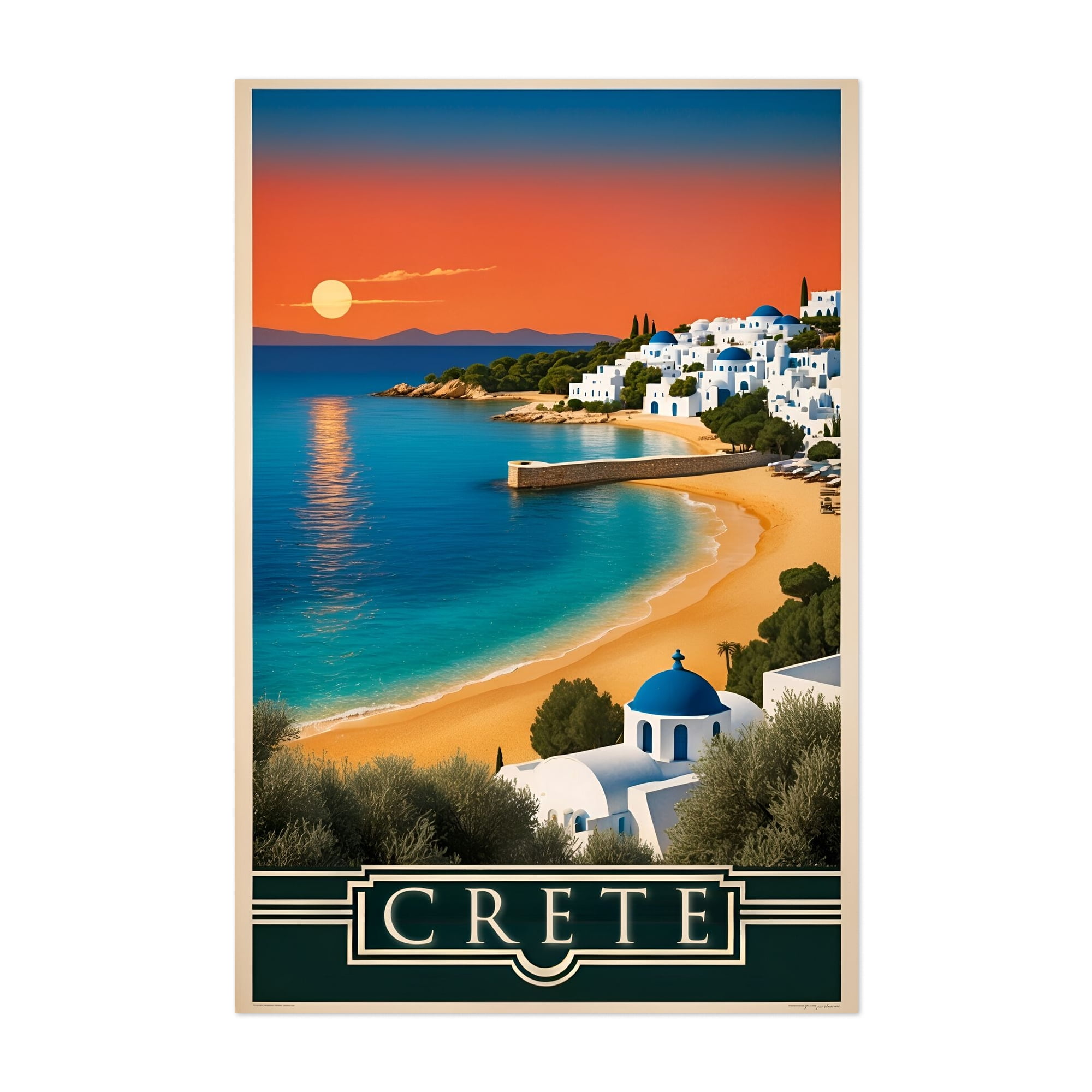 Crete Travel Poster: Vintage Greek Island Artwork - Greece Illustration ...