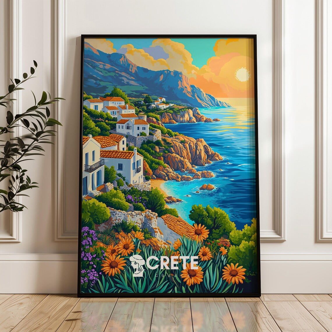Crete Travel Print, Colorful Greek Island Art, Mediterranean Decor ...