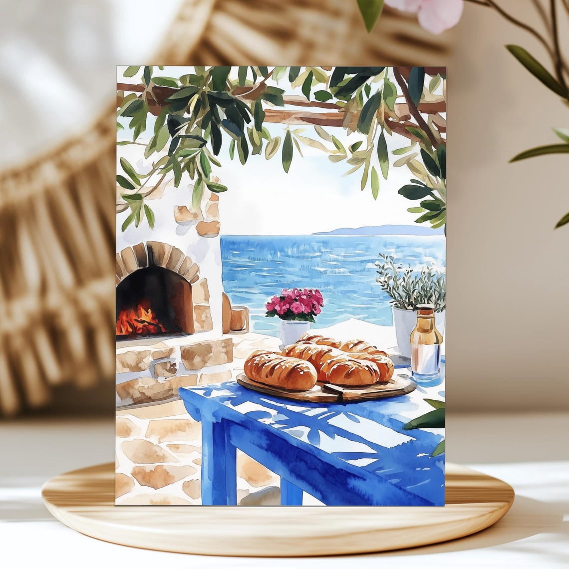 Crete Wood Fire Oven Print, Greek Island Seaside Art, Mediterranean ...