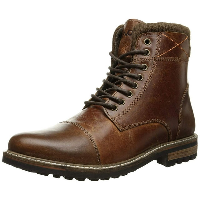 Crevo Men's Camden Leather Ankle Boots with Wool Collar and Memory Foam ...