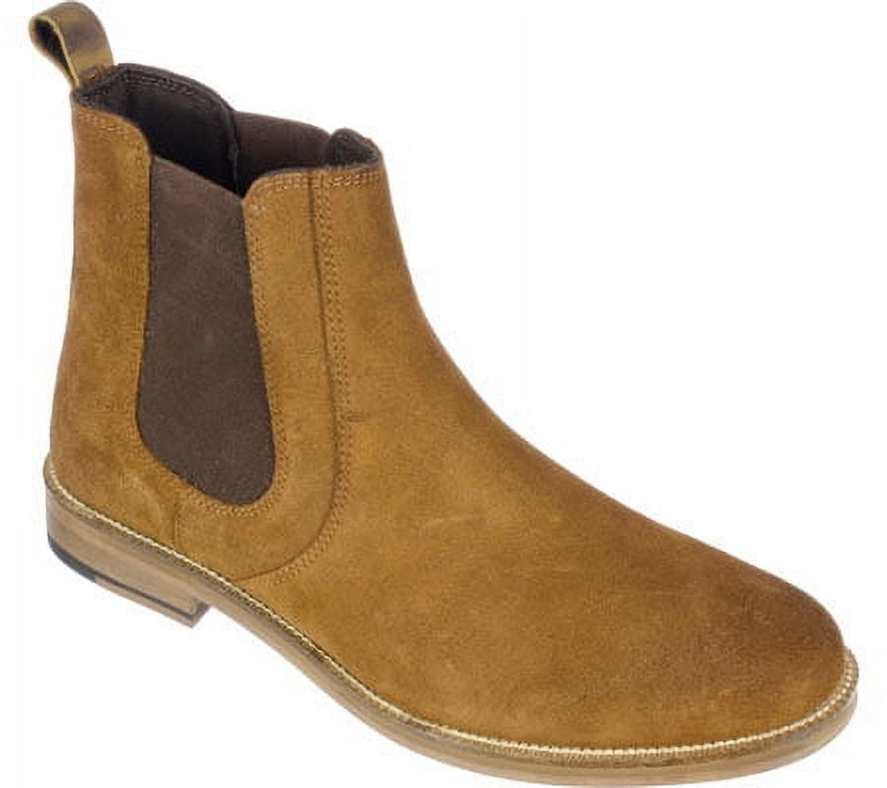 CREVO Men's Denham Chelsea Boots, Round Toe, Suede, Memory Foam ...
