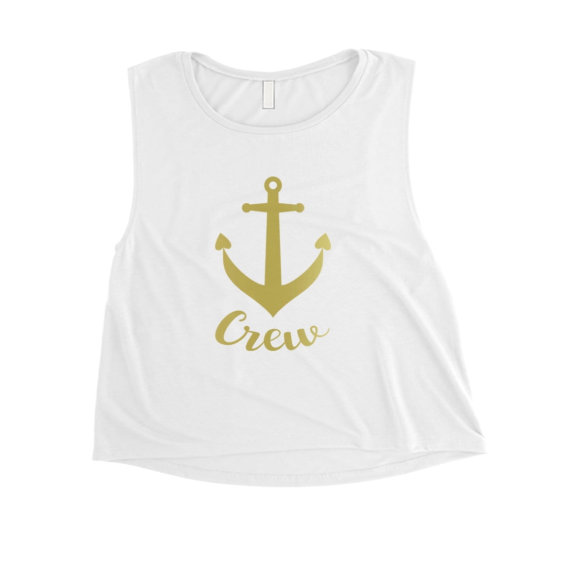 Crew Anchor-GOLD Womens White Crop Top Blessed Bright Anniversary ...