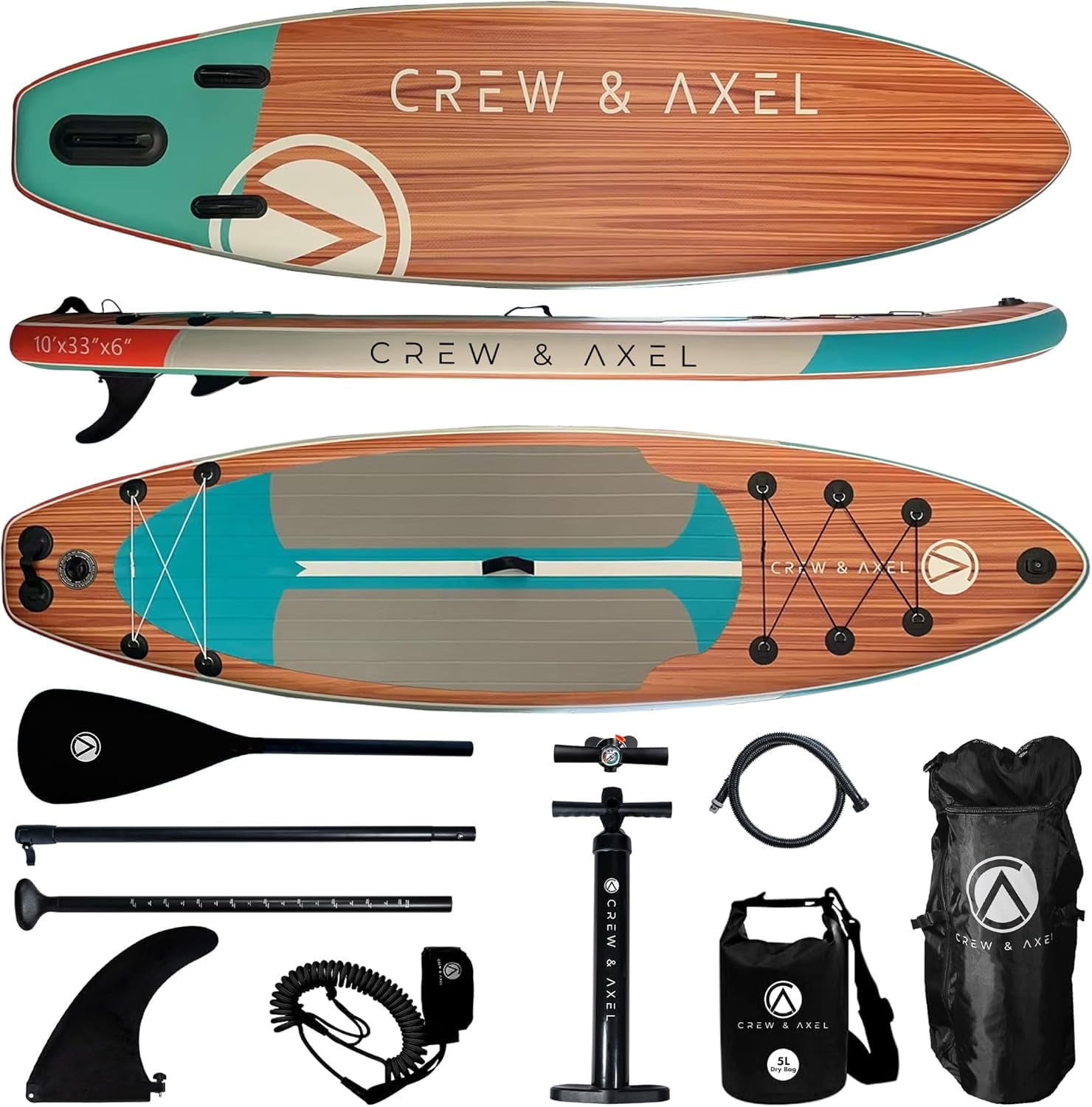Crew & Axel Inflatable Paddle Board SUP 10FT (6.2” Thick) Non Slip ...