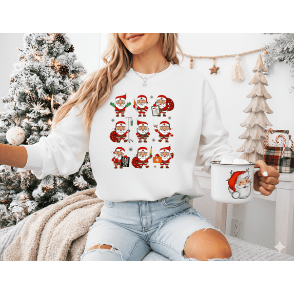 Crew Cheer Funny Holiday Icon Nurse Medical Christmas Humor Sweatshirt ...