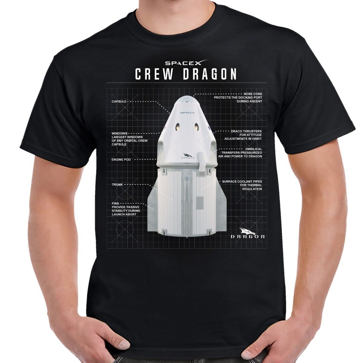 Crew Dragon Blueprint Design Shirt - Walmart.com