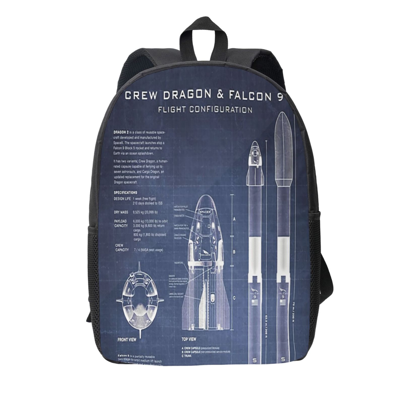 Crew Dragon Spacecraft Backpack Simple Lightweight Backpack Fashion ...