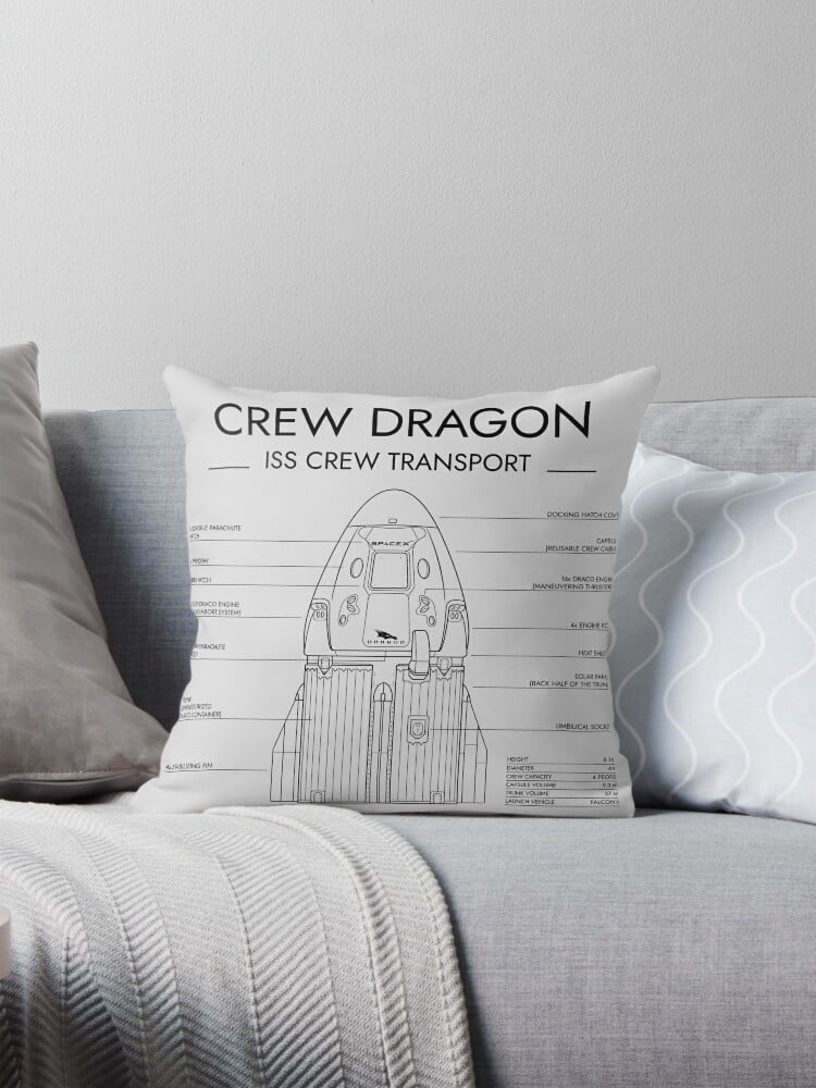 Crew Dragon Spacecraft. ISS Crew Transport, Blueprint (White Stencil ...