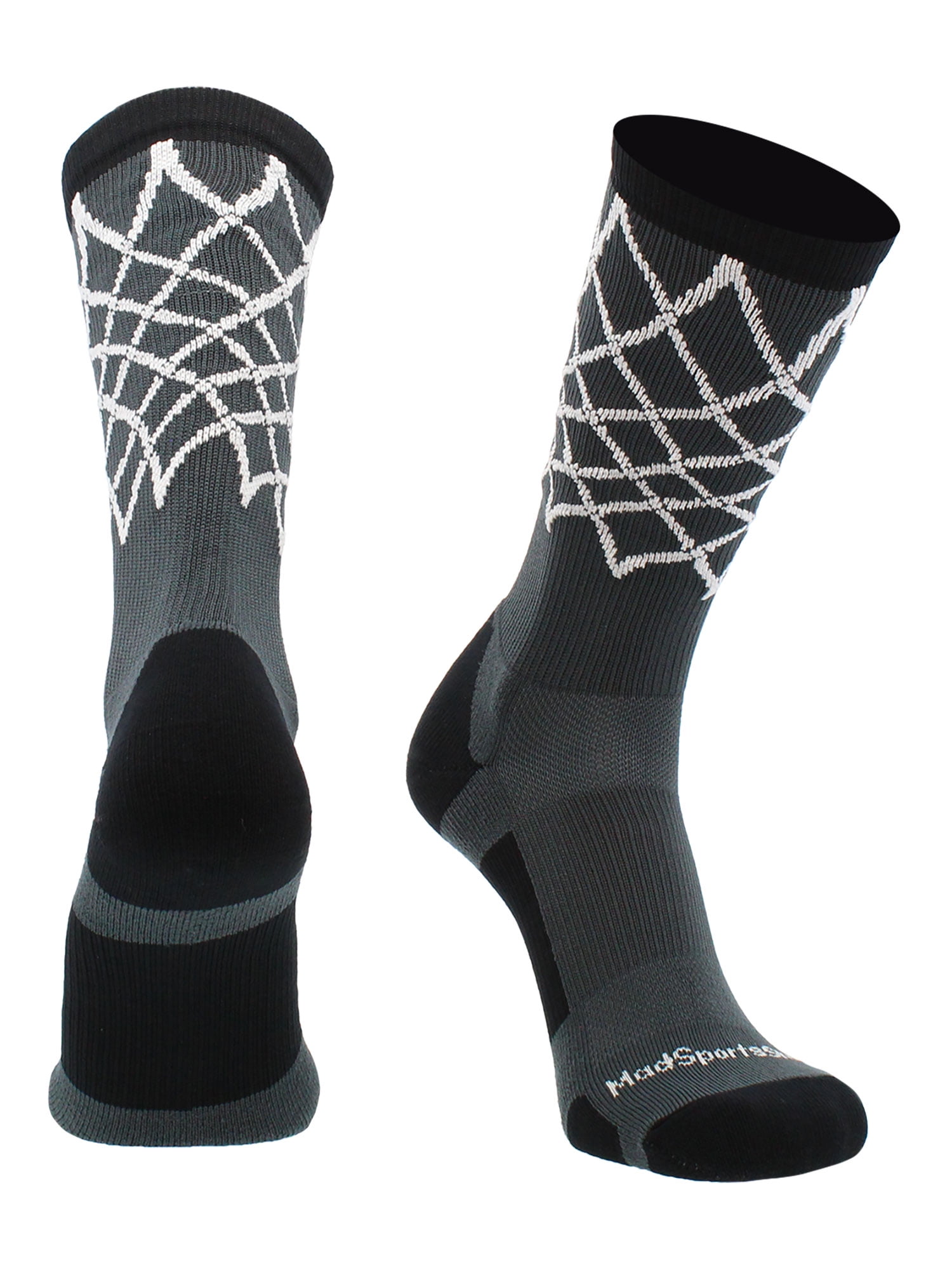 Crew Length Elite Basketball Socks with Net (Graphite/Black, Large ...