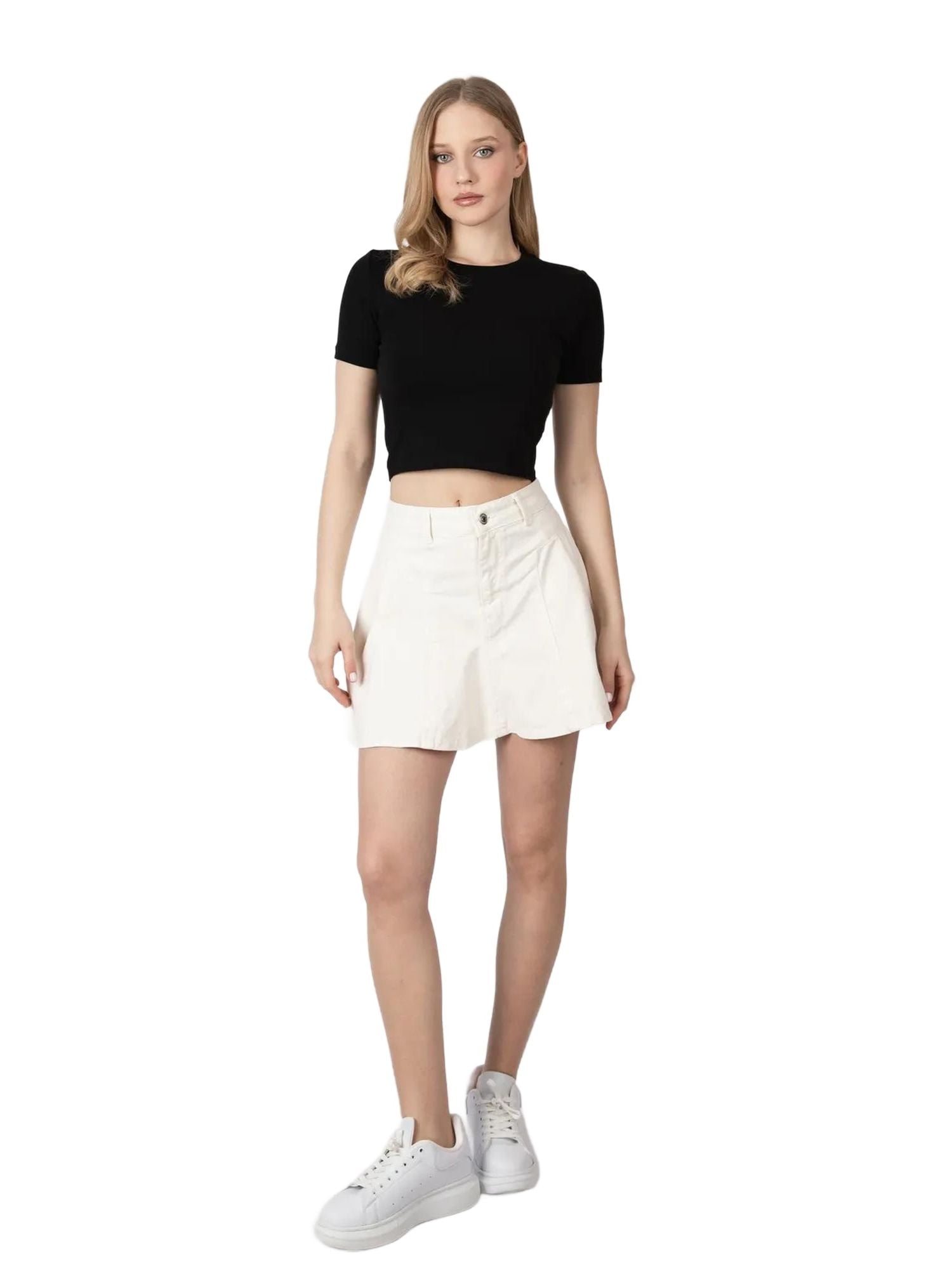 Crew Neck Basic Crop Top - Walmart.com