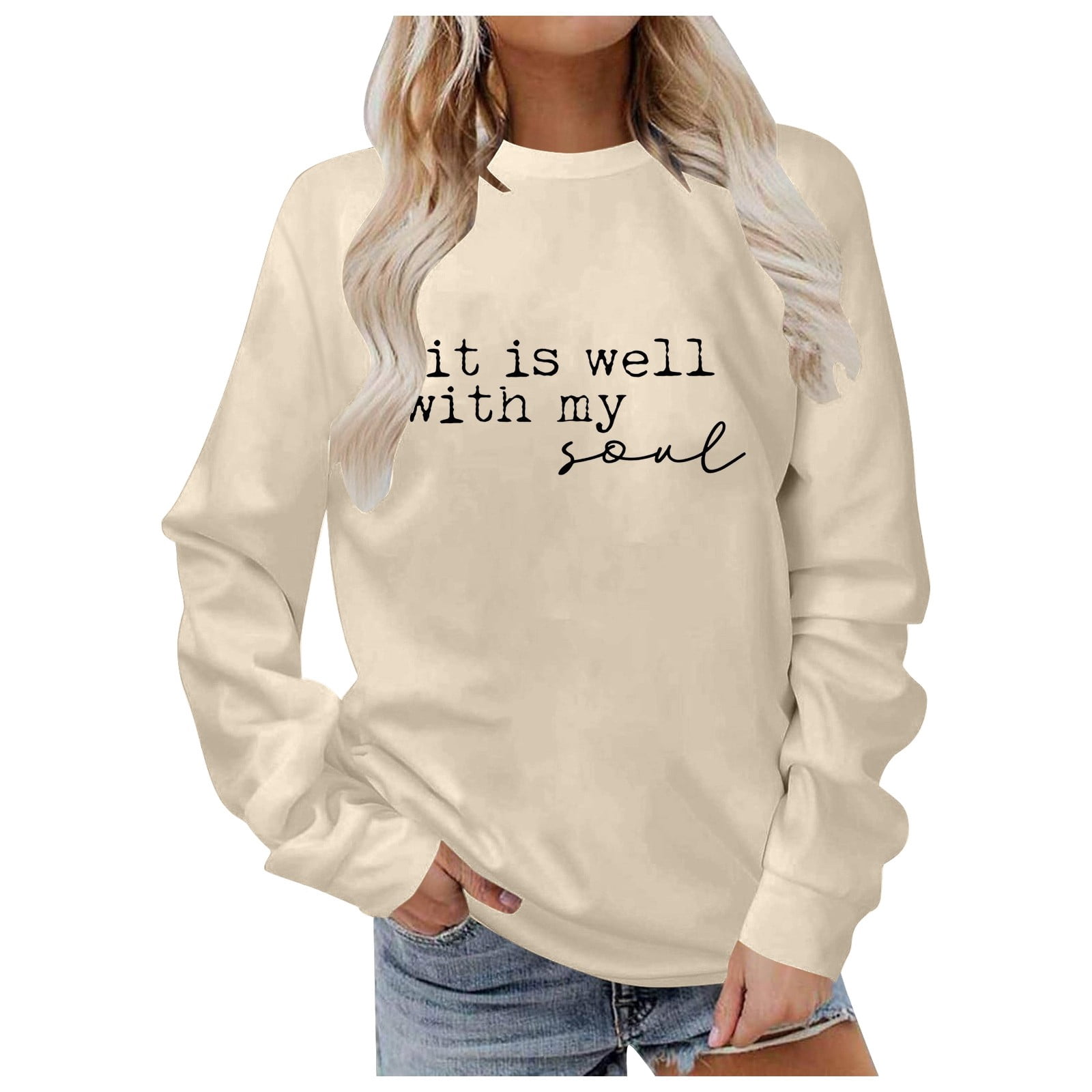 Crew Neck Pullover Zip up Sweatshirt Women No Hood Plus Size Women's ...
