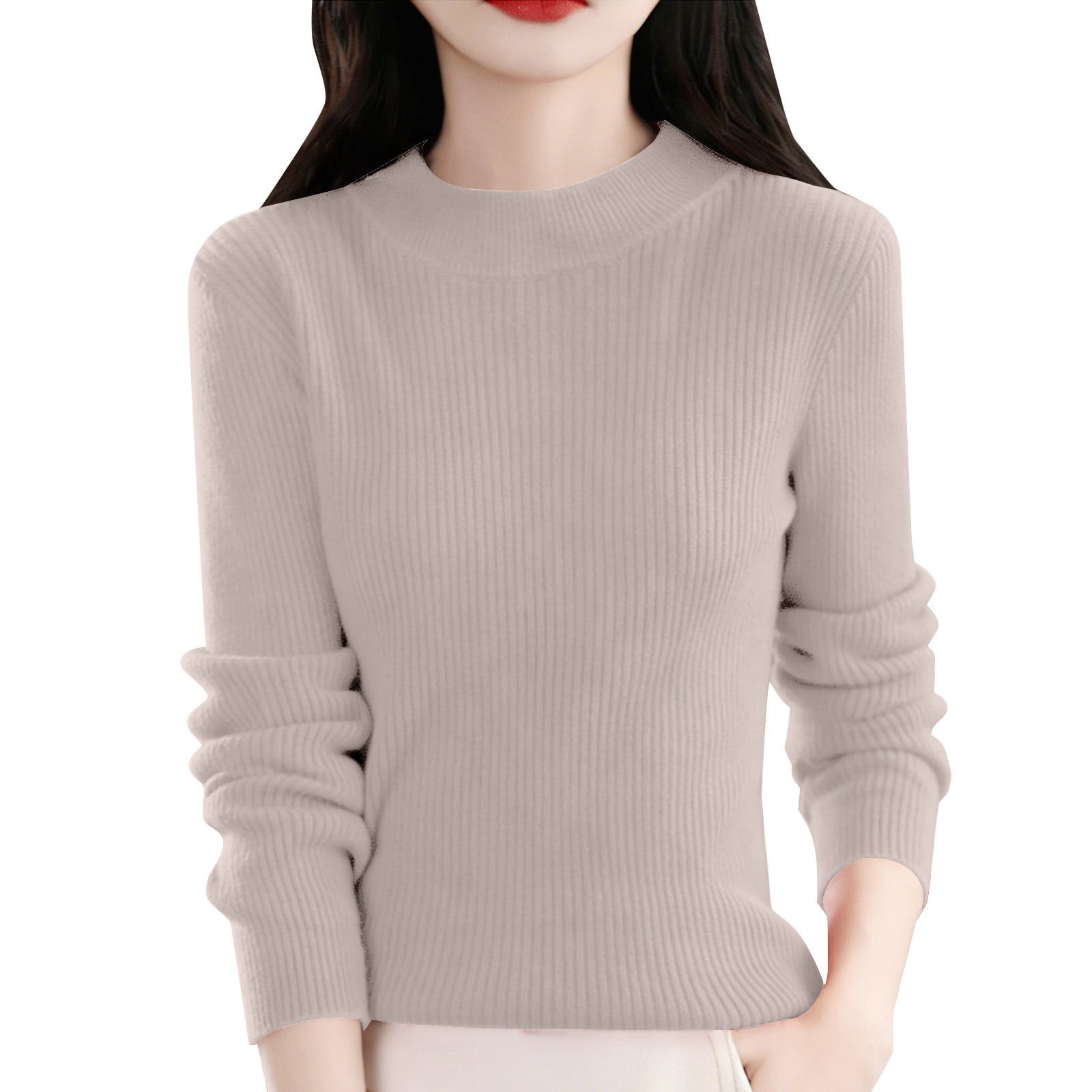 Crew Neck Sweater for Women, Yigetop Women's Pure Color Classic Stripe ...