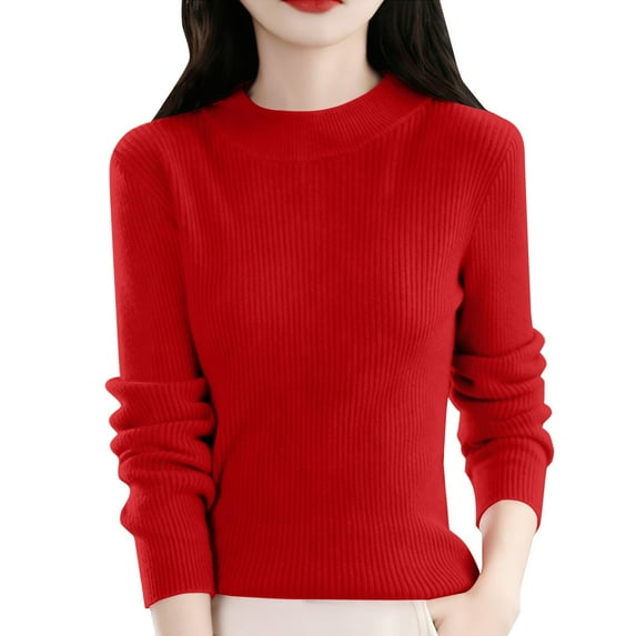 Crew Neck Sweater for Women, Yigetop Women's Pure Color Classic Stripe ...