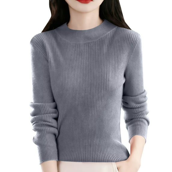 Crew Neck Sweater for Women, Yigetop Women's Pure Color Classic Stripe ...