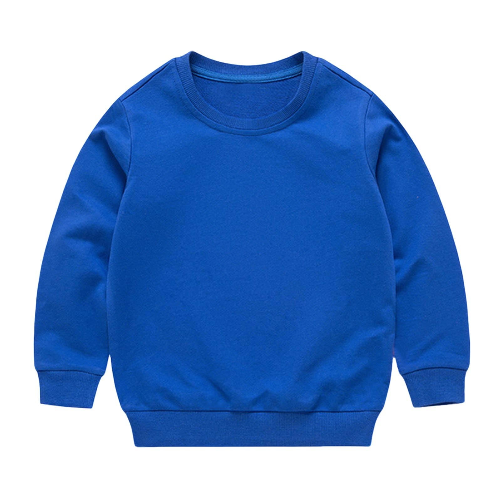 Crew Neck Sweatshirts Girl Child Long Sleeve Solid Color T-Shirt, Kids ...