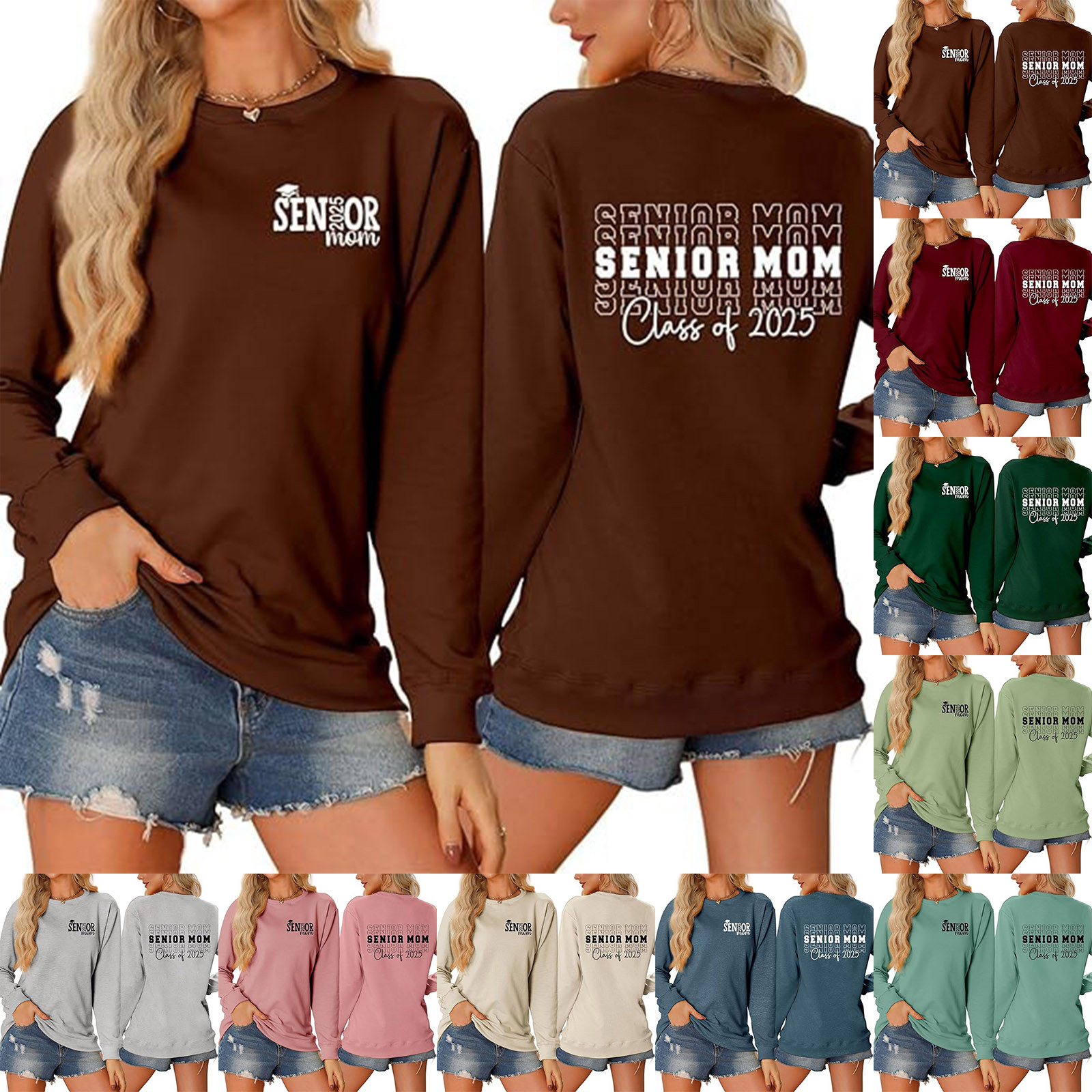 Crew Neck Sweatshirts Women Mom Shirt 2025 2025 Graduation Class ...