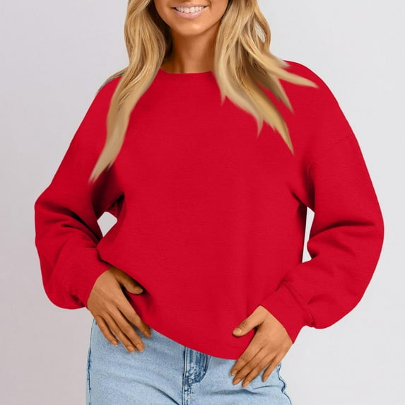 Crew Neck Sweatshirts Women Trendy Casual Oversized Sweatshirt Comfy Loose Fit Y2k Long Sleeve ...