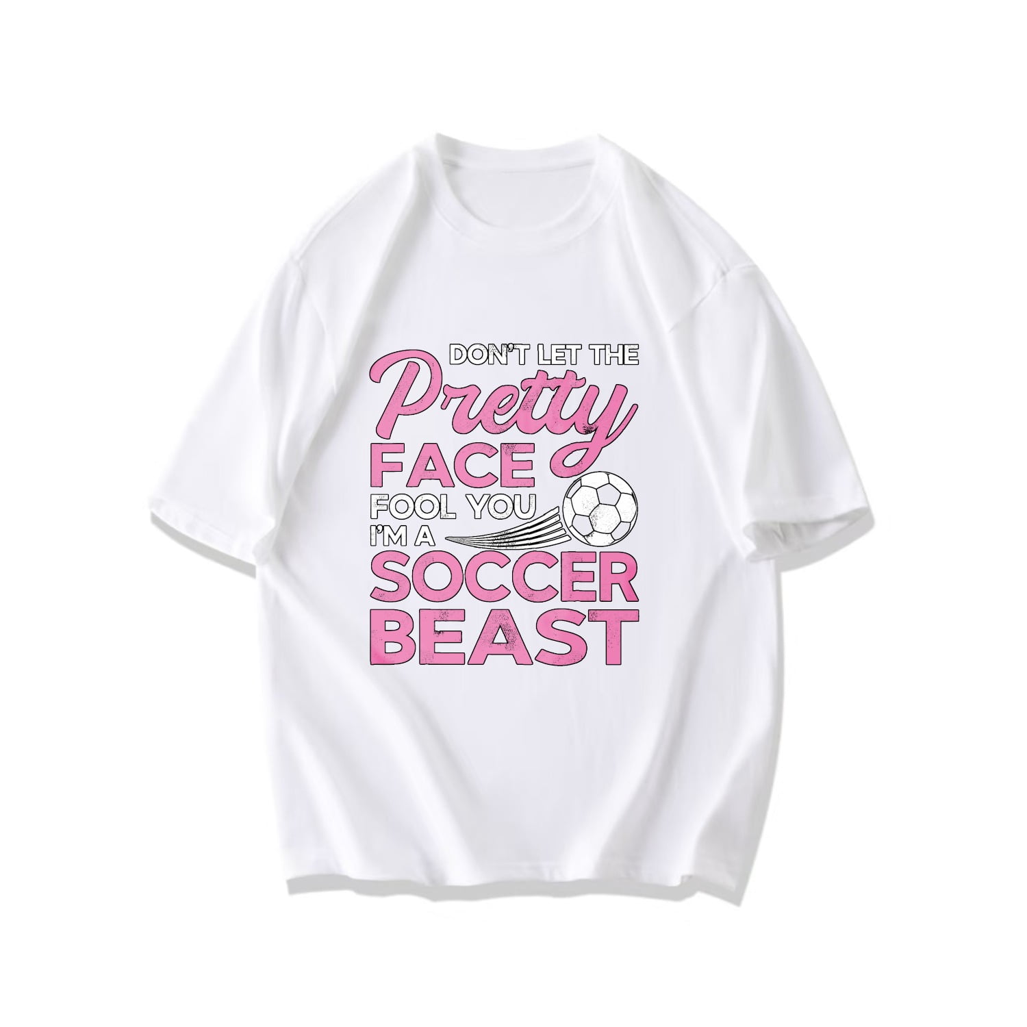 Crew Neck T Shirt Black Pretty Face Soccer Beast Graphic Print For ...
