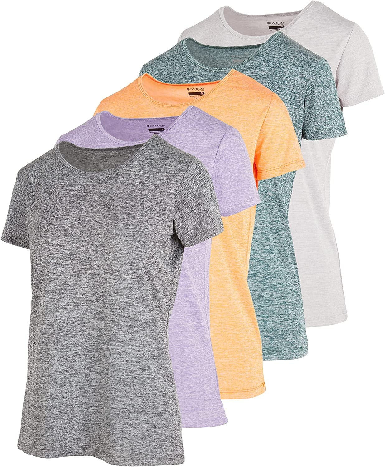 Essential Elements Women's Crew Neck T-Shirt, Active Wear Performance ...