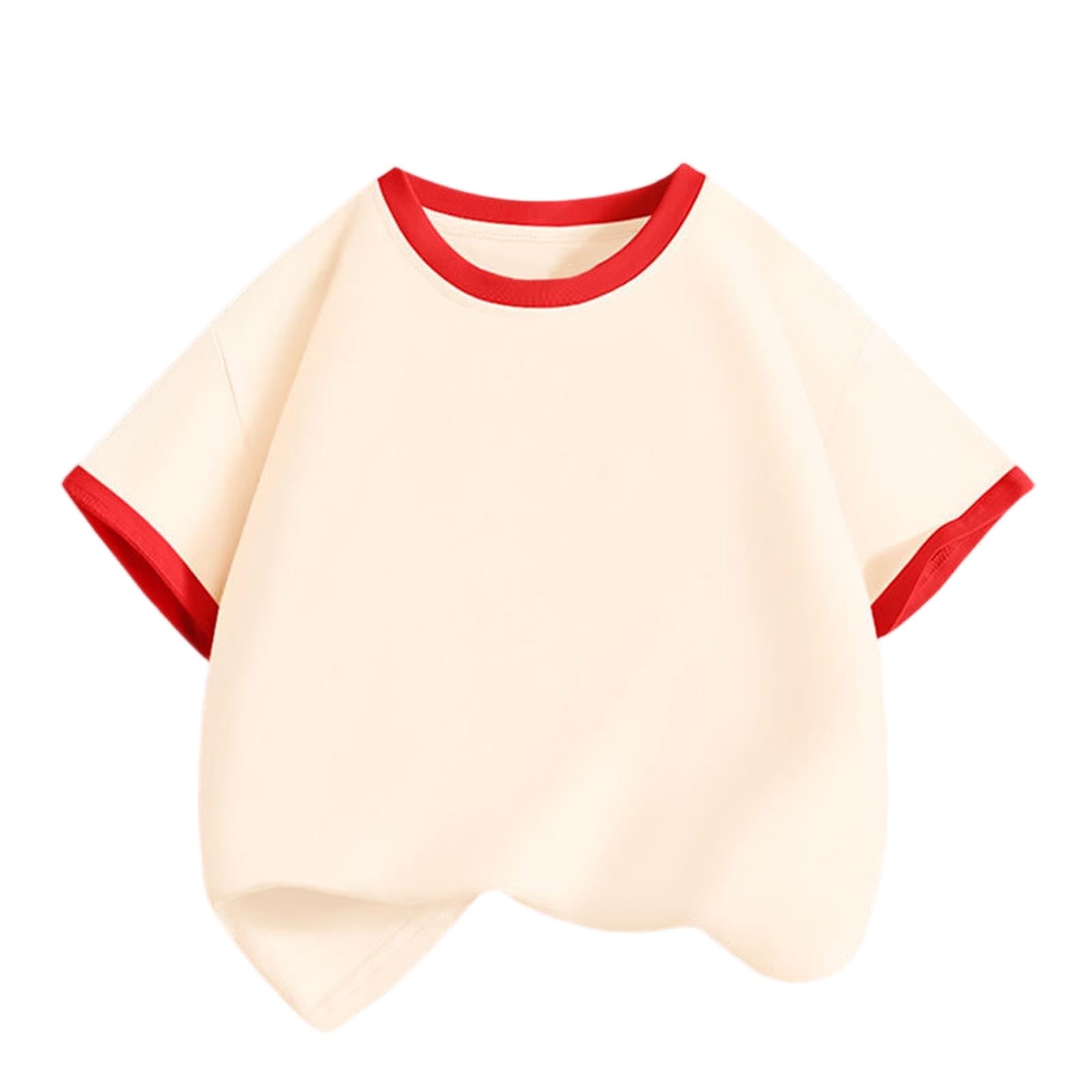 Crew Neck Tees For Kids Summer Short Sleeve Color Block Pullover Tops ...