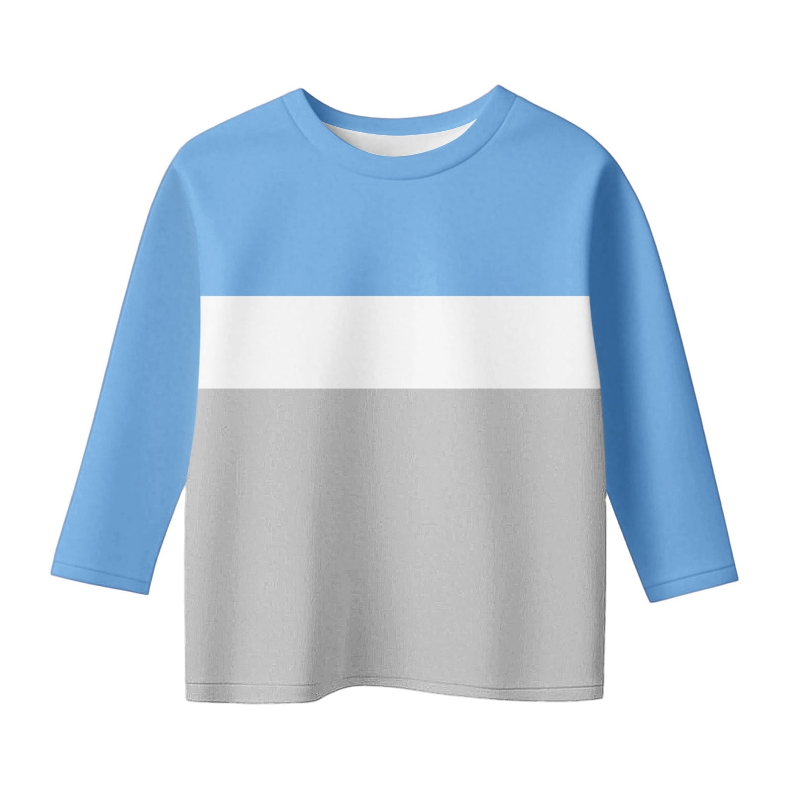 Crew Neck Tops For Boys Girls 3/4 Sleeve Color Block Pullover Spring ...